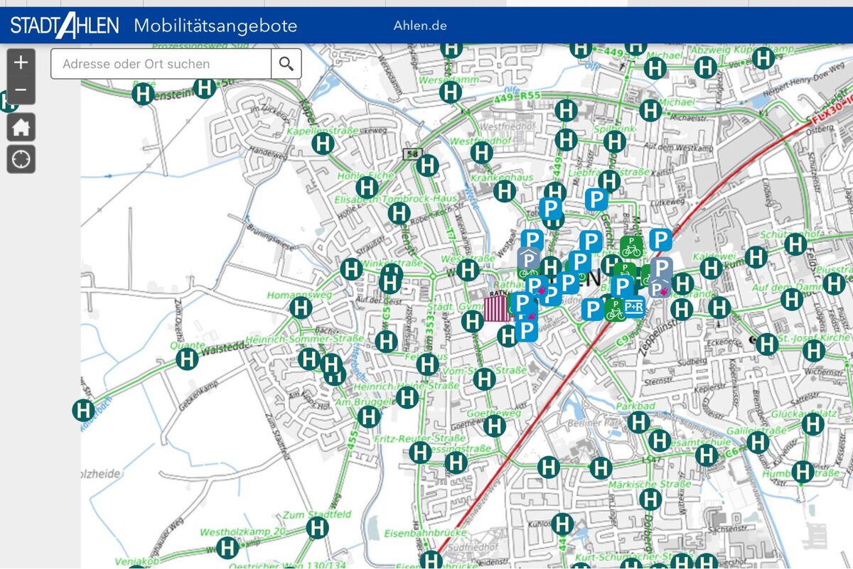 Stadt Ahlen: Interaktive Karte für die Innenstadt